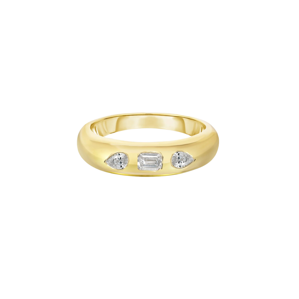 Diamond Three Stone Flush Set Ring – Henri Noël